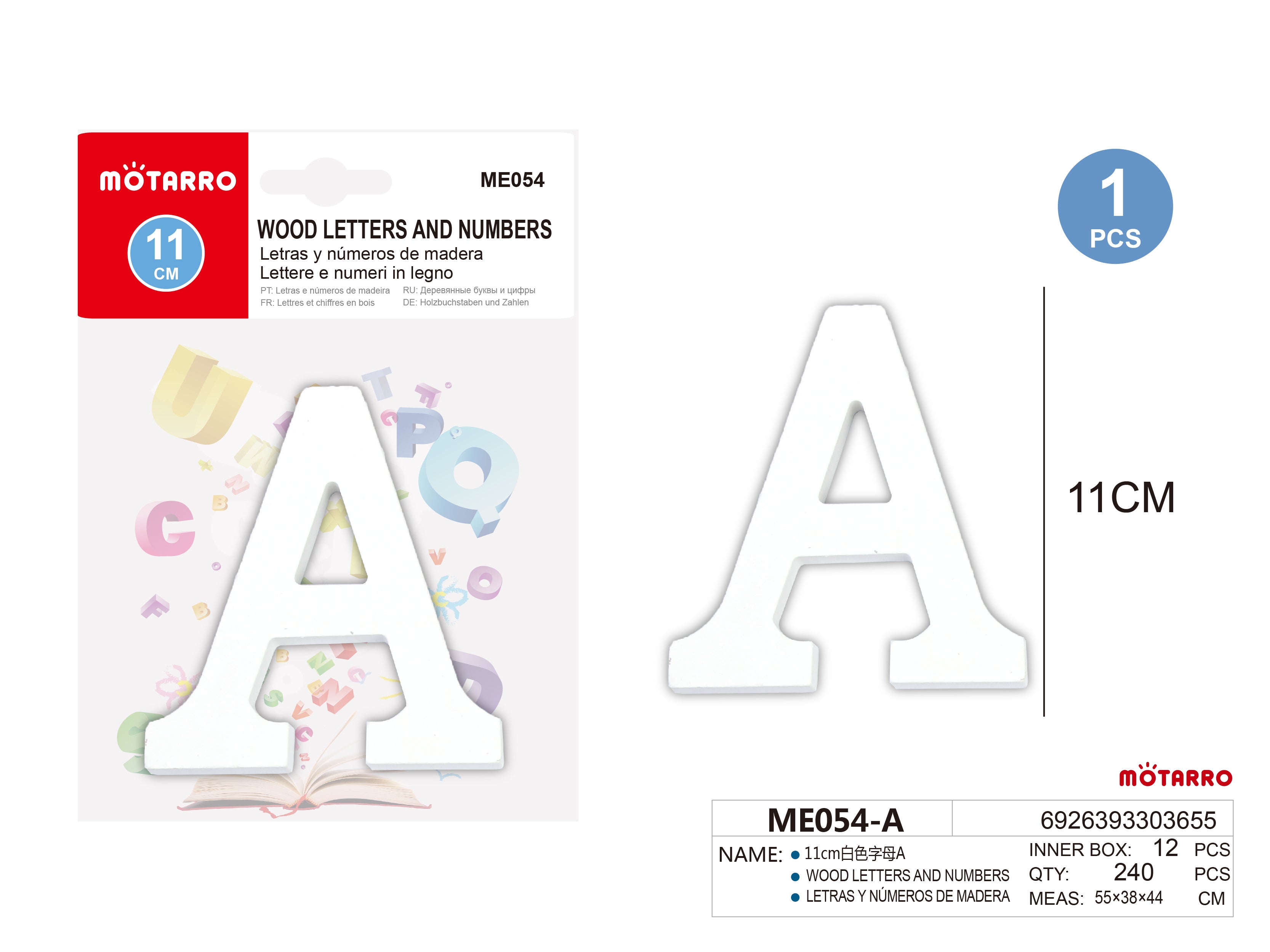 LETRAS Y NUMEROS DE MADERA 11cmA