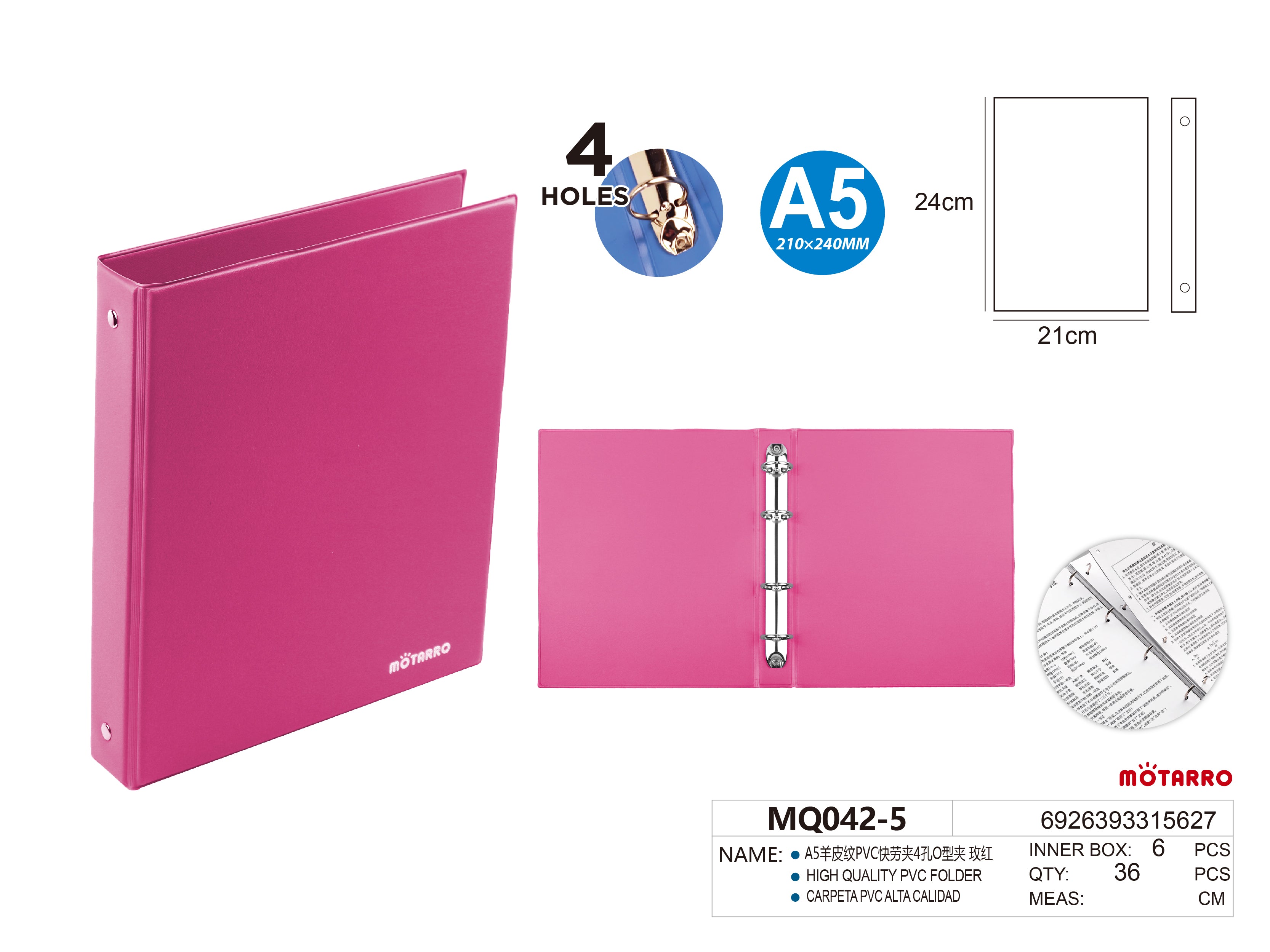 CARPETA PVC ALTA CALIDAD A5PVC4O